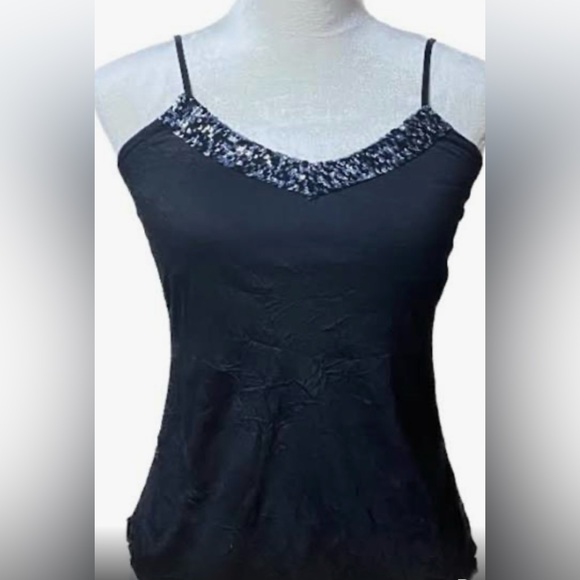 Arden B | Tops | Arden B Sexy Black Tank With Sequin Accents Creased ...